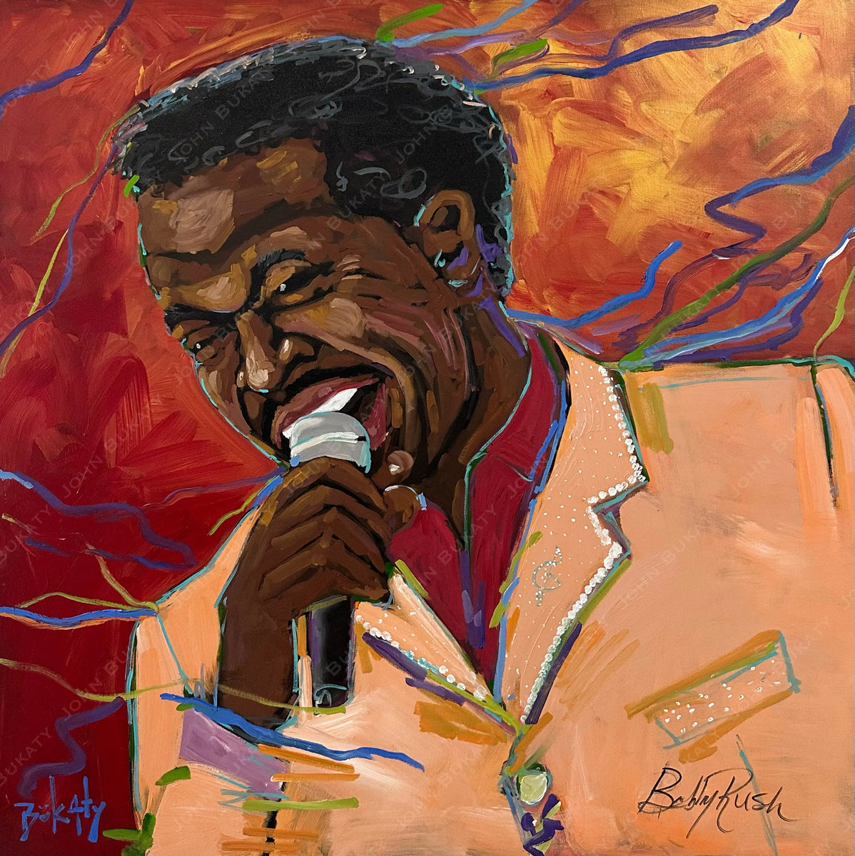 Bobby Rush Painting - Original Painting by John Bukaty | 48" x 48 ...