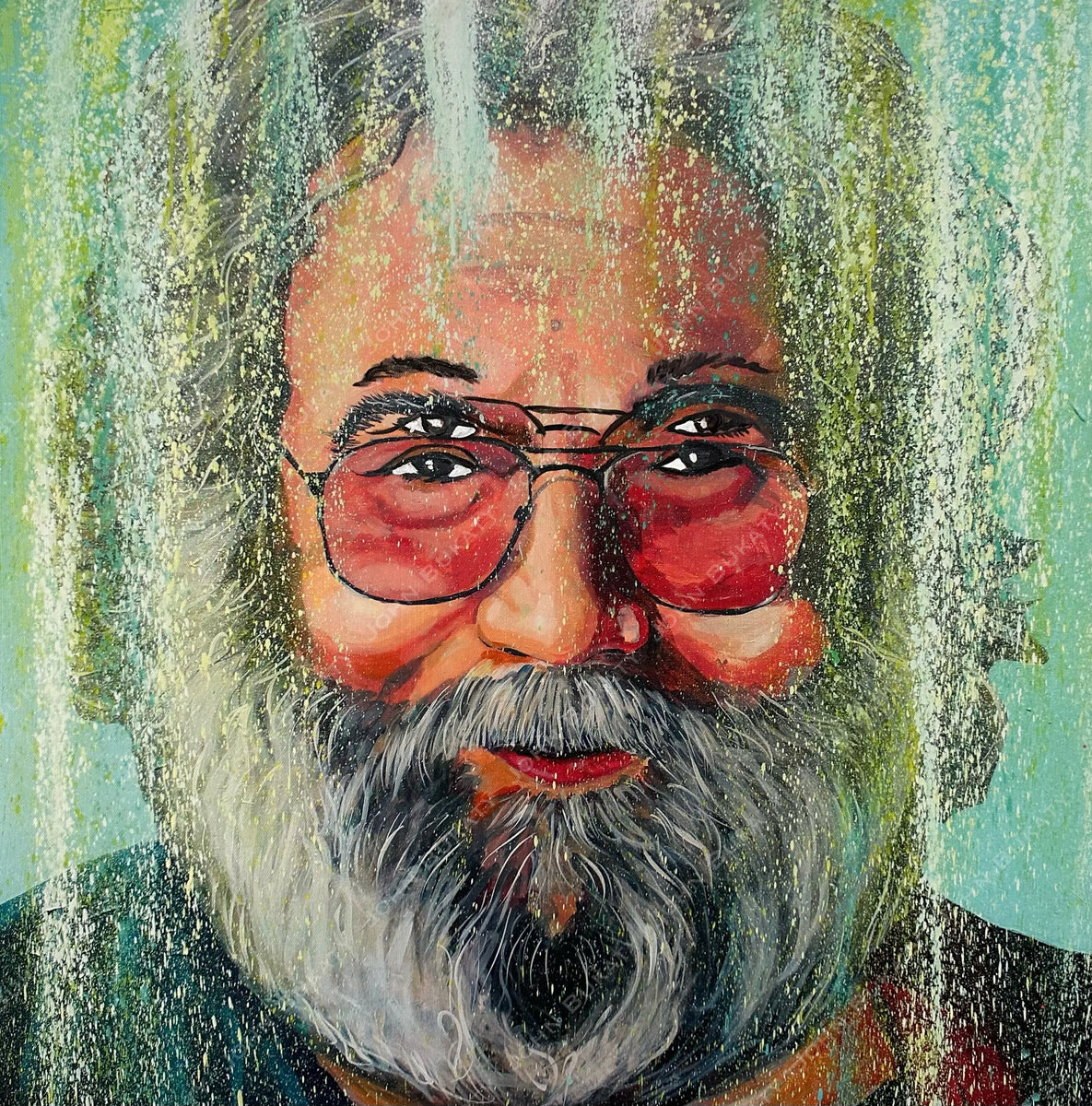 Double Eyes Jerry Art - Original Painting by John Bukaty | 24" x 24 ...