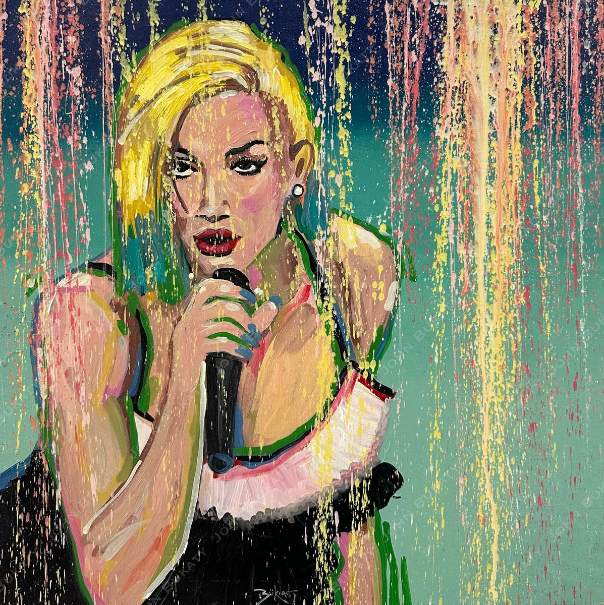 Gwen Stefani Painting - Original Painting by John Bukaty | 20" x 20 ...