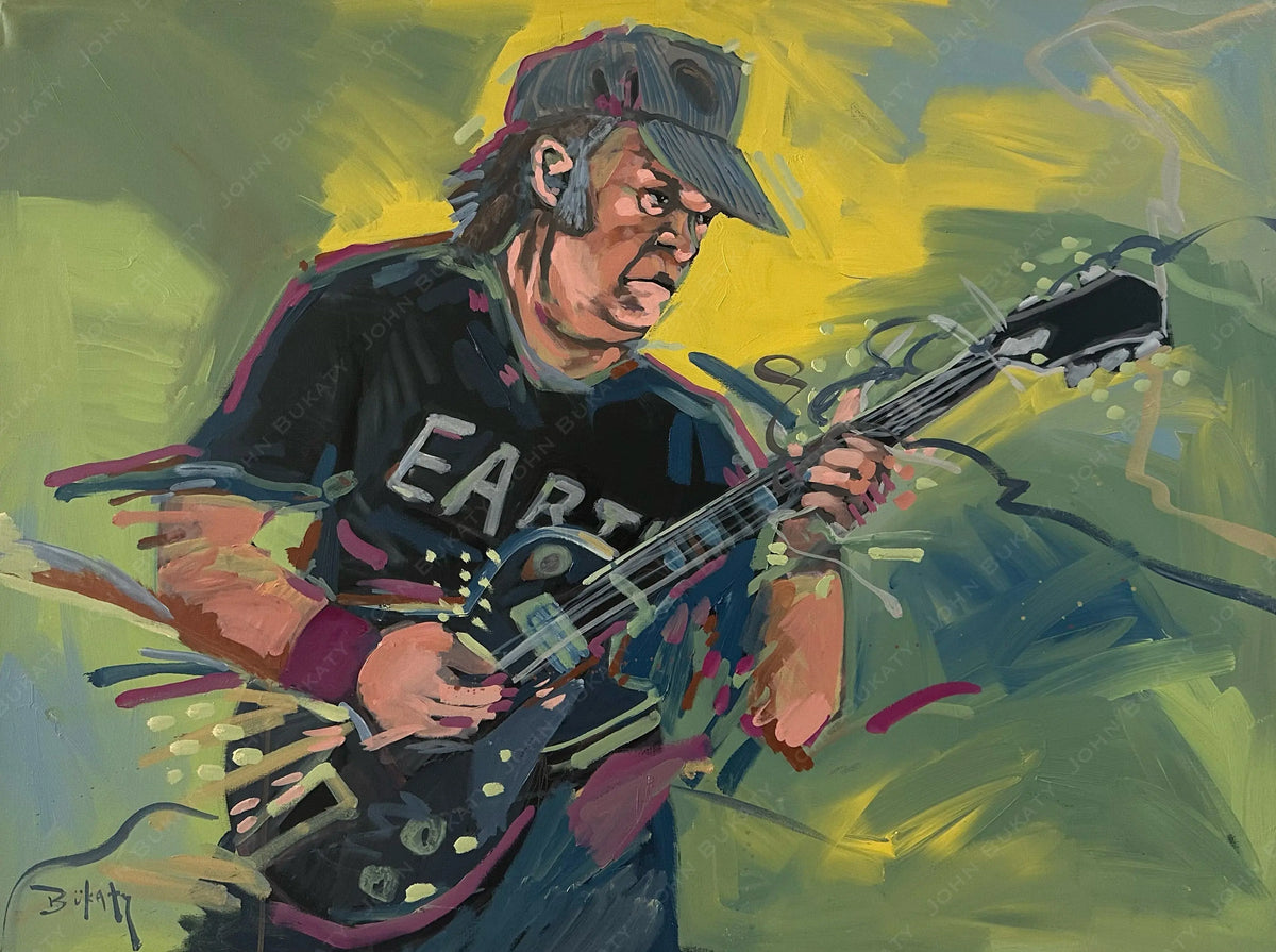 Neil Young Painting - Original Painting by John Bukaty | 36" x 48" | A ...