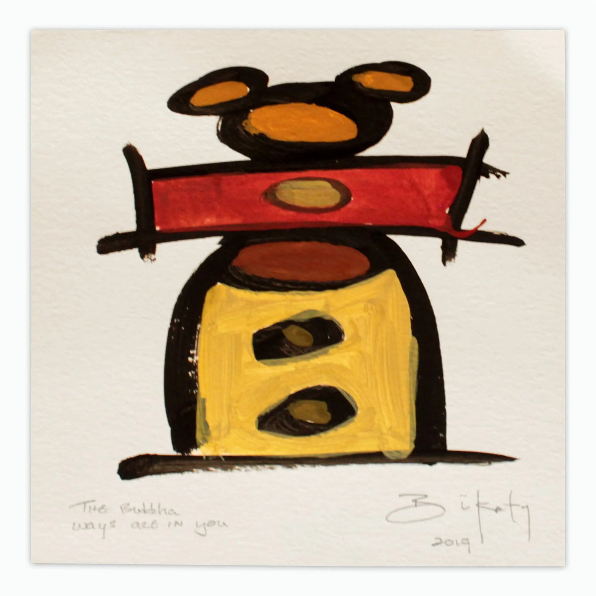 The Buddha Painting - Original Painting by John Bukaty | 8" x 8" | Pen ...